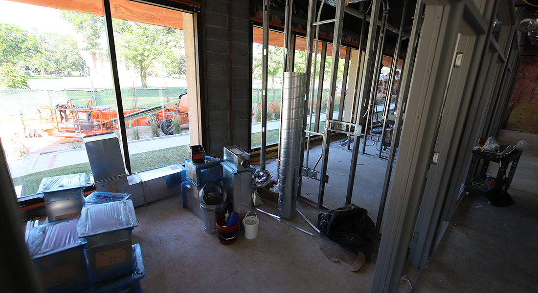 Work on the new lobby for Syracuse University's College of Engineering ...